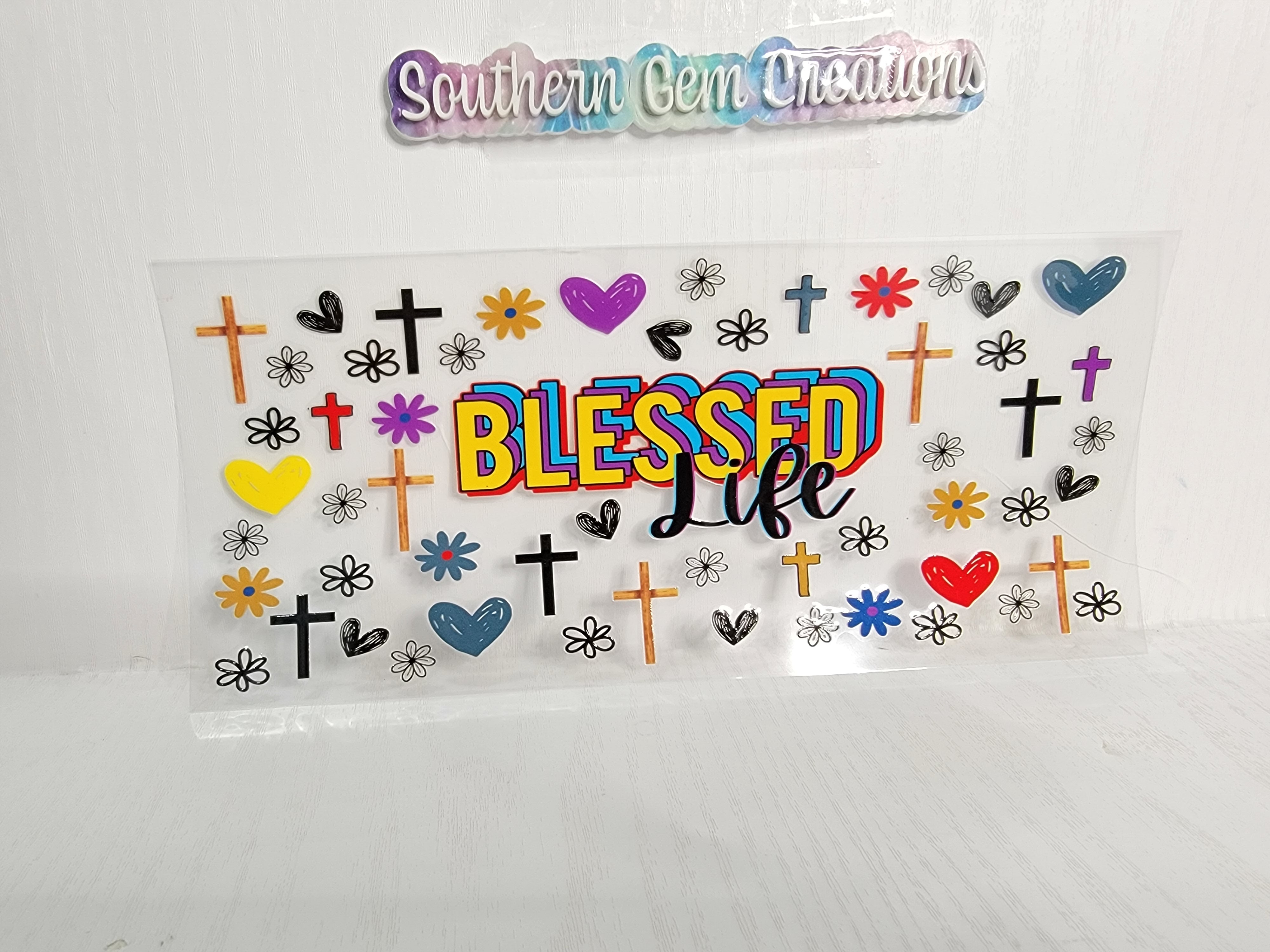 Faith Blessed Life - 16 oz Libby UV DTF Wrap RTS – Southern Gem Creations
