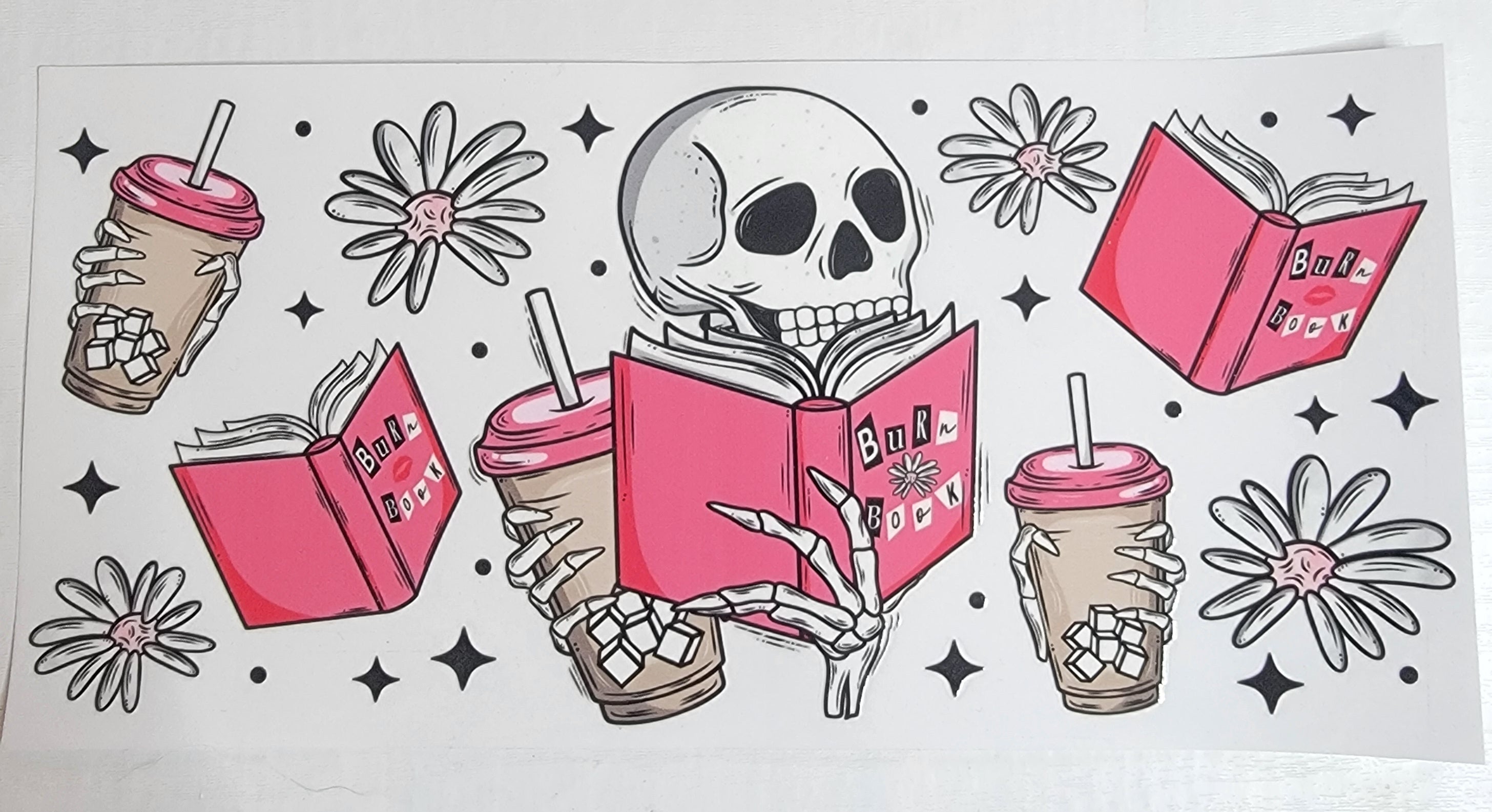 Skeleton Burn Book - 16 oz Libby UV DTF Wrap RTS – Southern Gem Creations