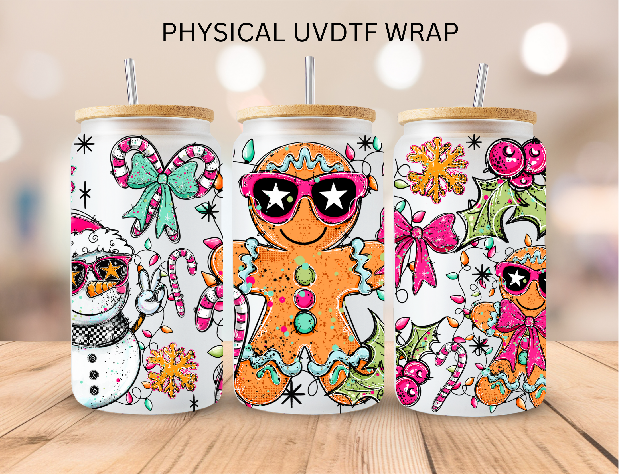 Christmas Gingerbread - 16 oz / 20 oz Libby UV DTF Wrap – Southern Gem ...