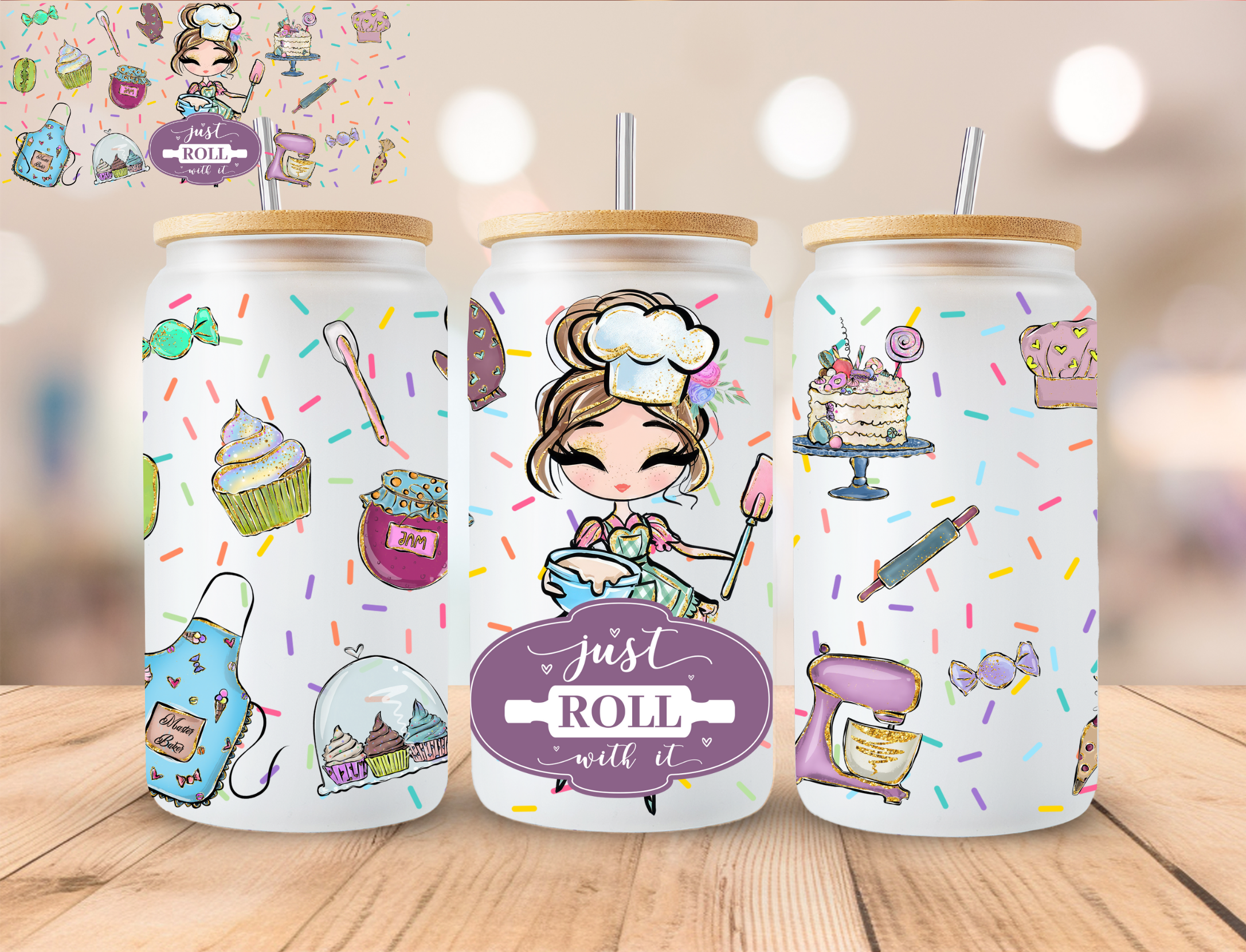 Bakers Just Roll With It - 16 oz / 20 oz Libby UV DTF Wrap – Southern ...