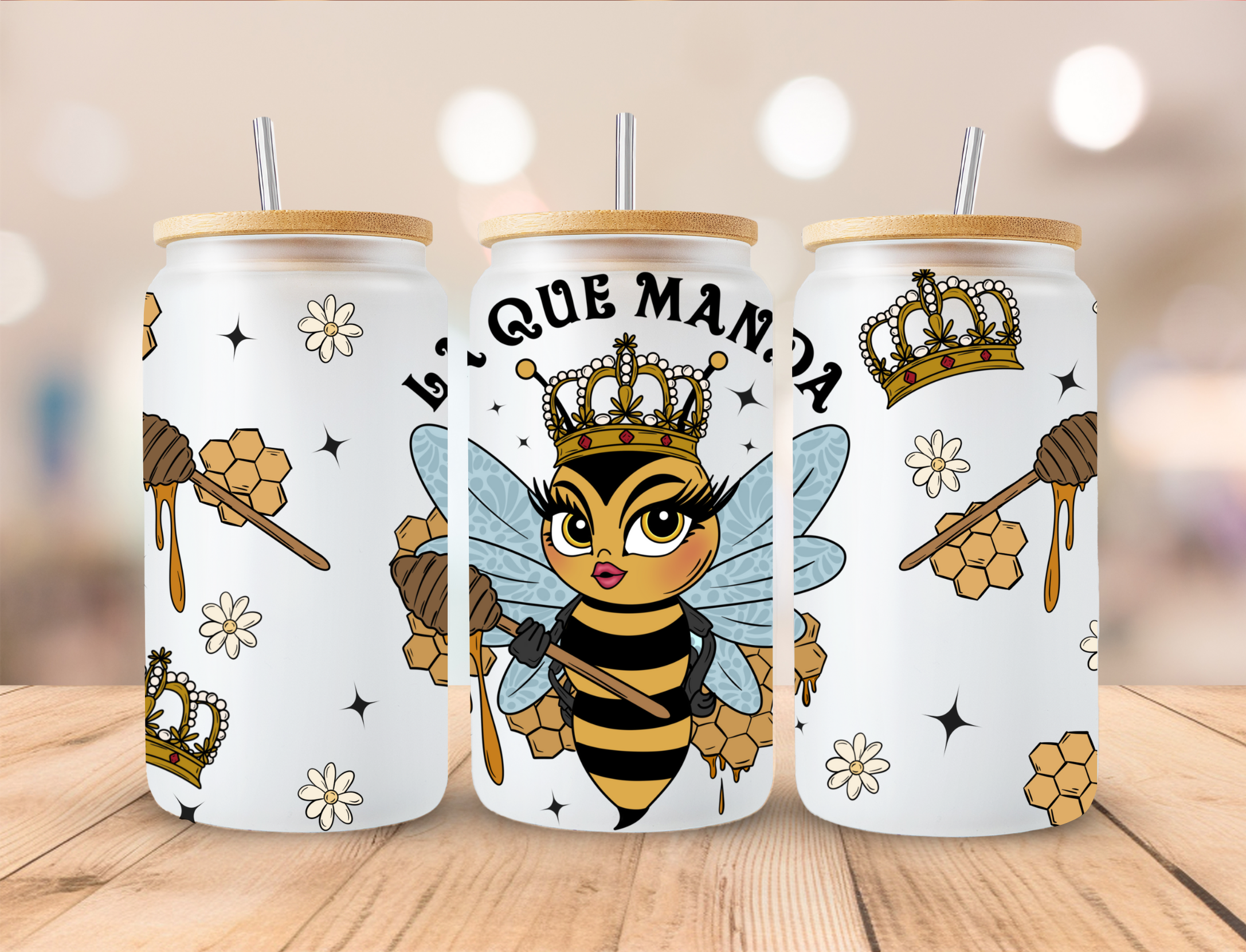 Bee Queen EXCLUSIVE DESIGNER - 16oz/20oz Libby UV DTF Wrap – Southern ...