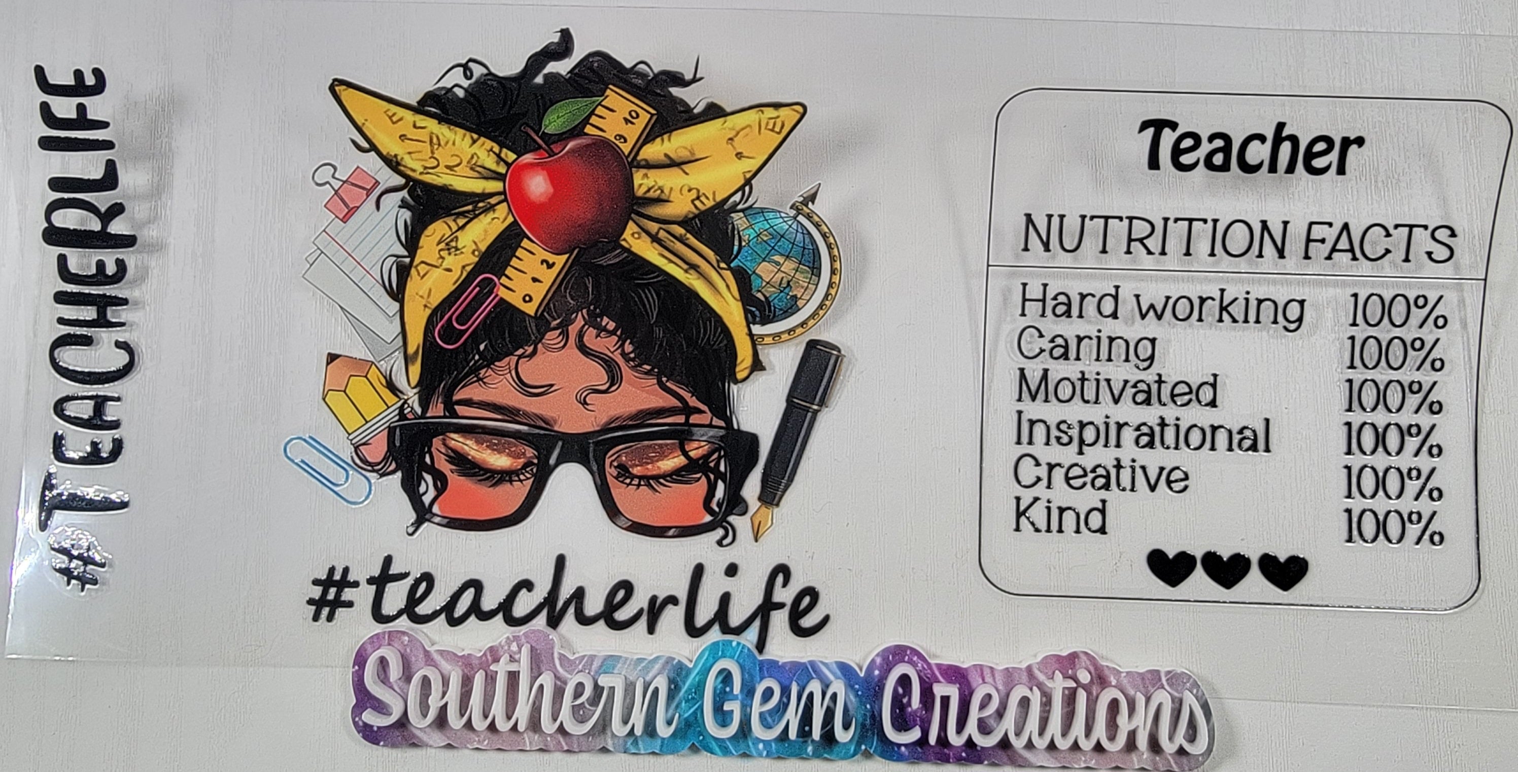 Teacher Nutrition Facts - 16 oz Libby UV DTF Wrap RTS – Southern Gem ...