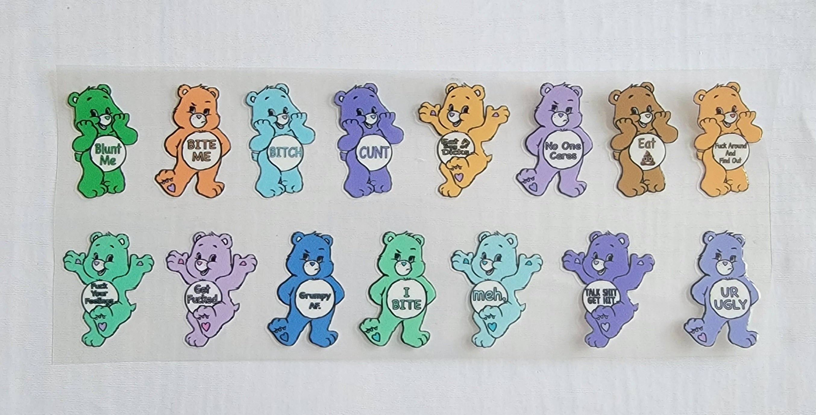 Swear Bears Wrap Minis For Shot Glass Decals - UV DTF Transfers ...