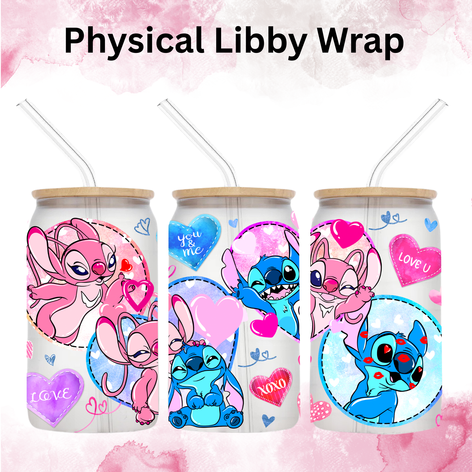 Valentines Day Hearts With Alien Couple - 16 oz / 20 oz Libby UV DTF ...