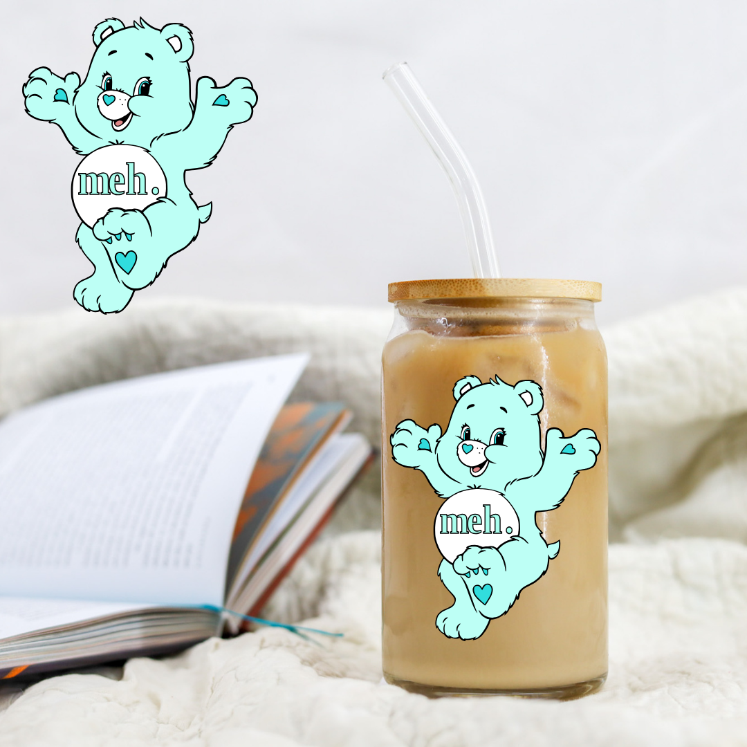 Swear Bears Meh Light Blue Bear Mean Bear Decal - UVDTF decal ...