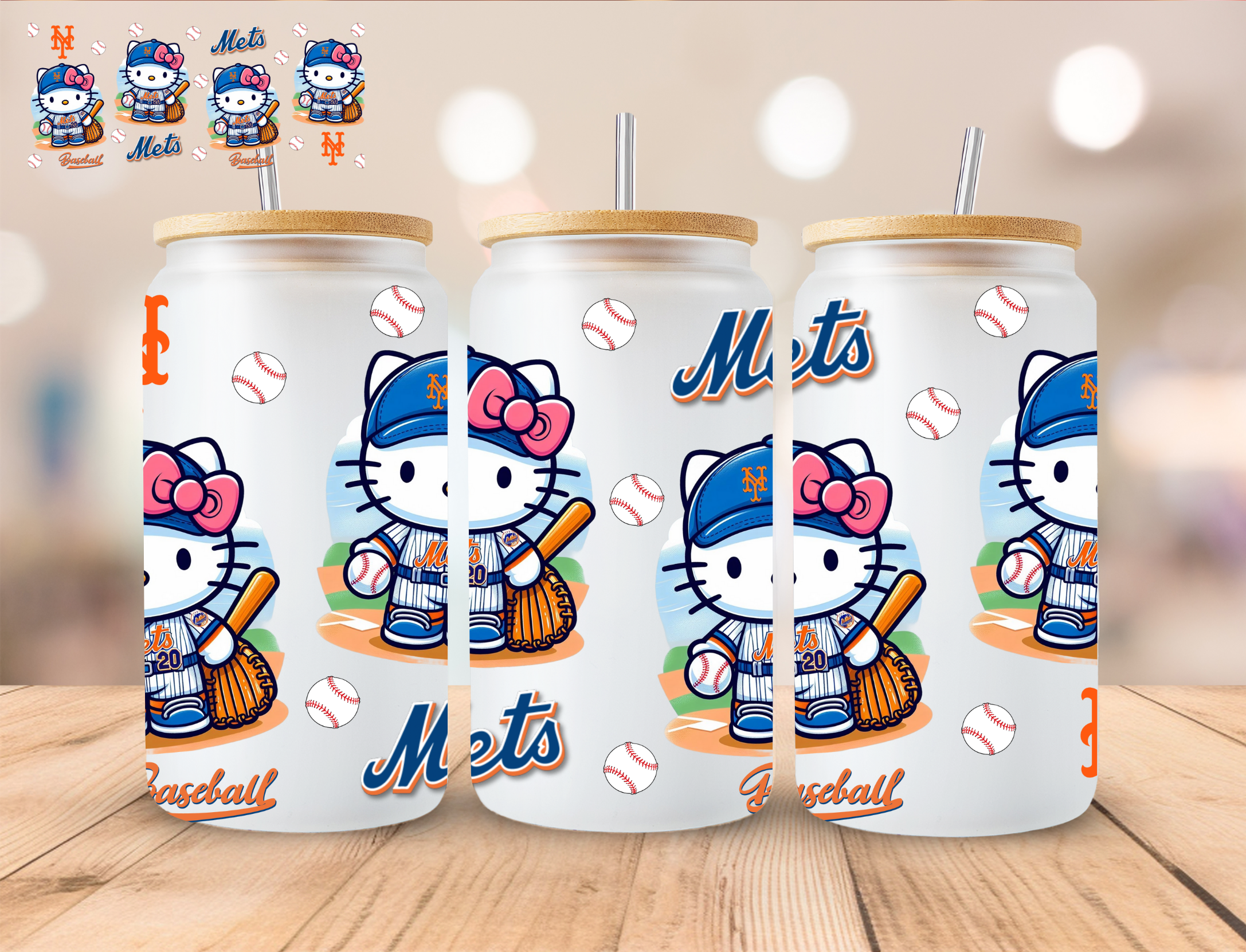 Mets Kitty - 16 oz / 20 oz Libby UV DTF Wrap – Southern Gem Creations