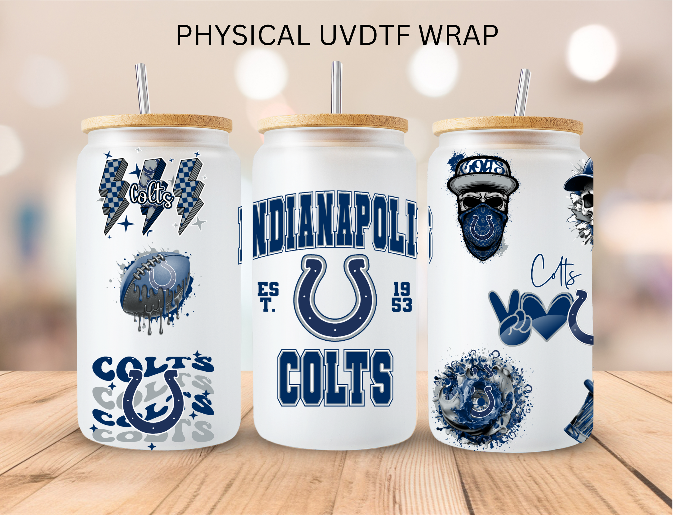 Colts NFL Team - 16 oz / 20 oz Libby UV DTF Wrap – Southern Gem Creations
