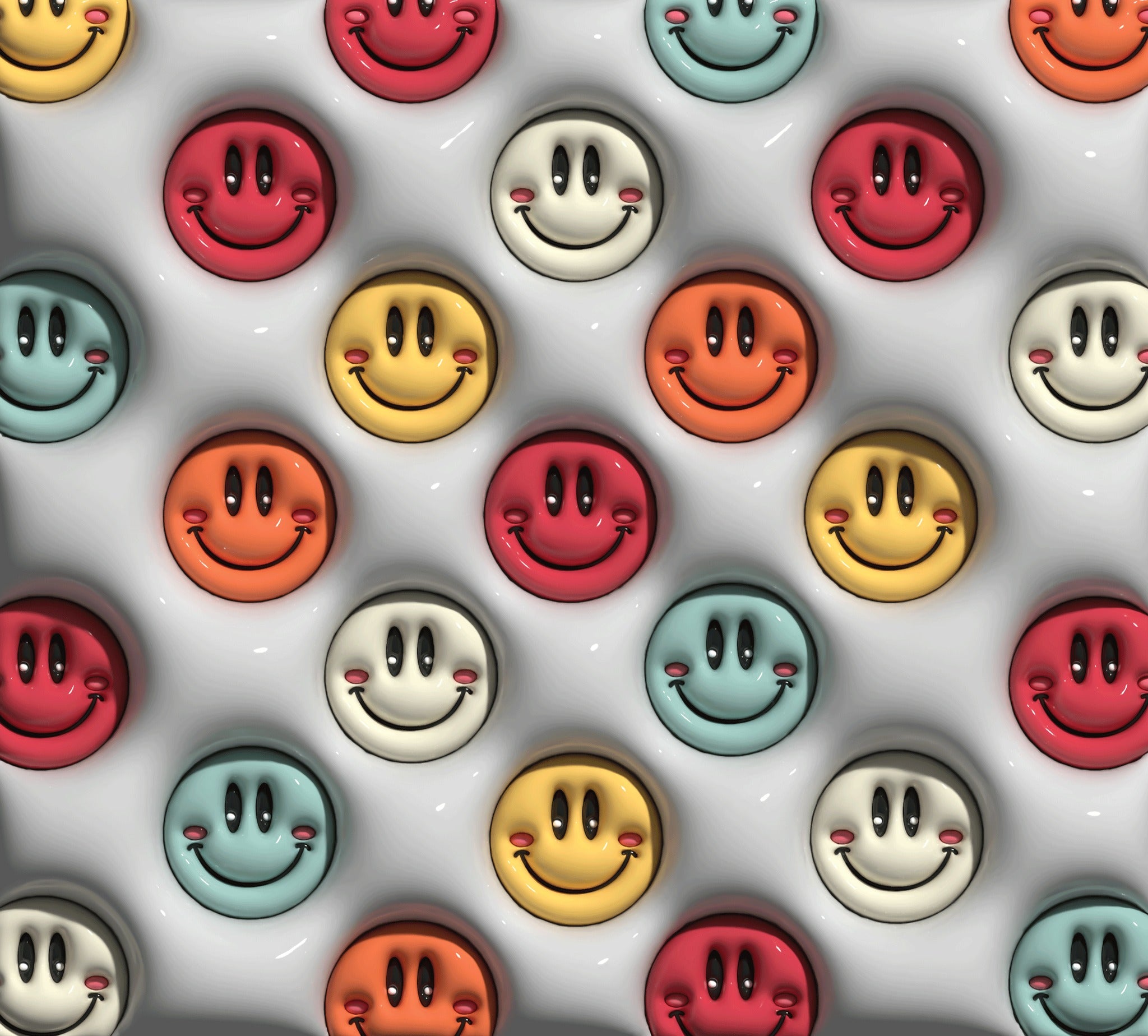 Inflated Multi Smiley Faces - 3D Inflated 20 Oz Sublimation Transfer ...