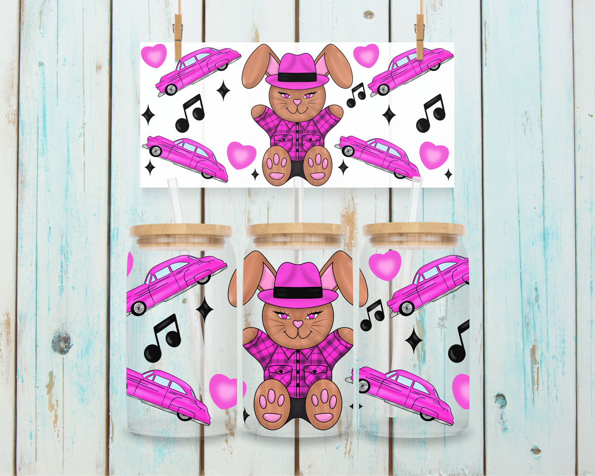 Pink Chicano Lowrider Bunny - 16 oz / 20 oz Libby UV DTF Wrap Ghoulish ...