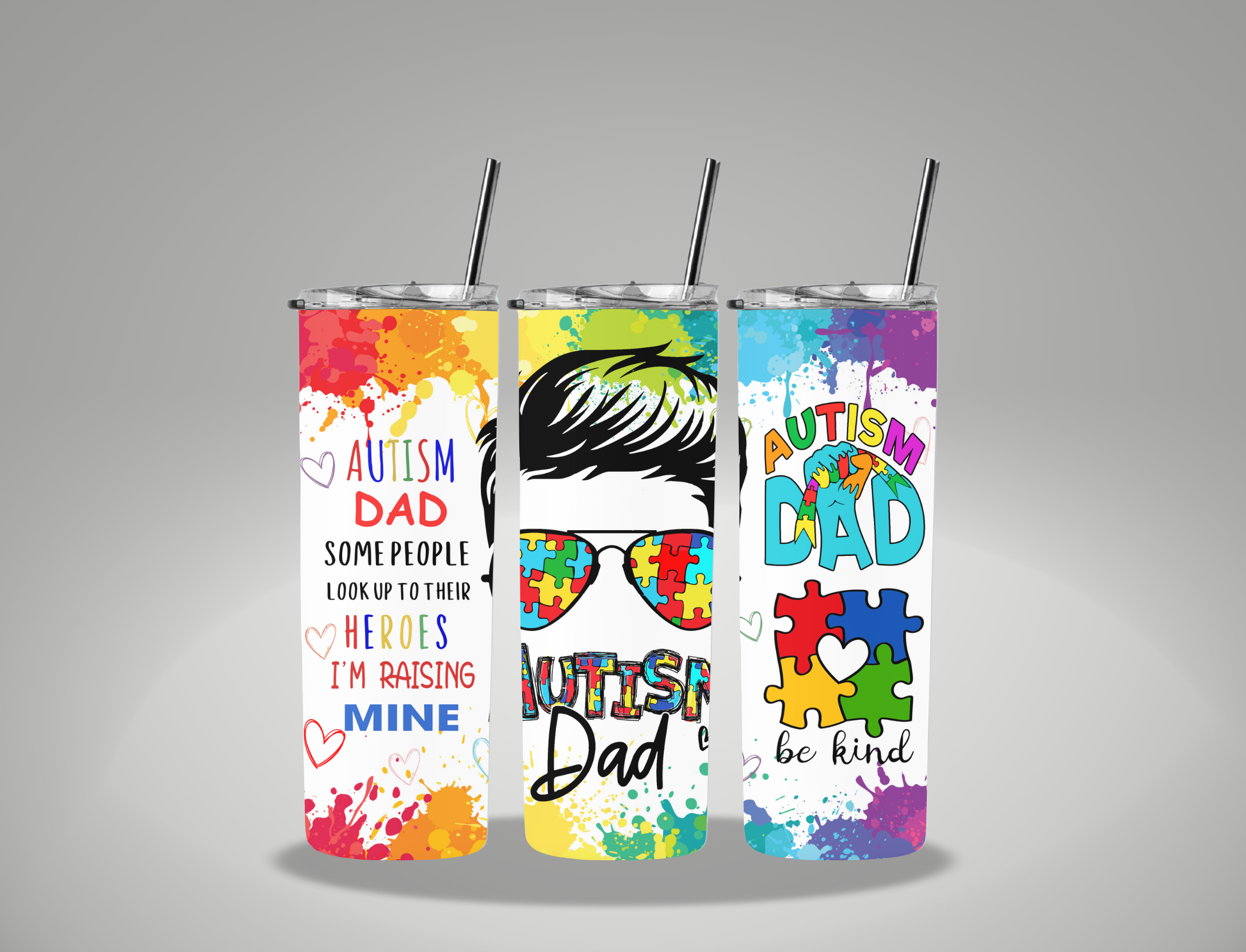 Paint Drip Autism Dad - 20oz Skinny Tumbler Wrap EEE EXCLUSIVE ...