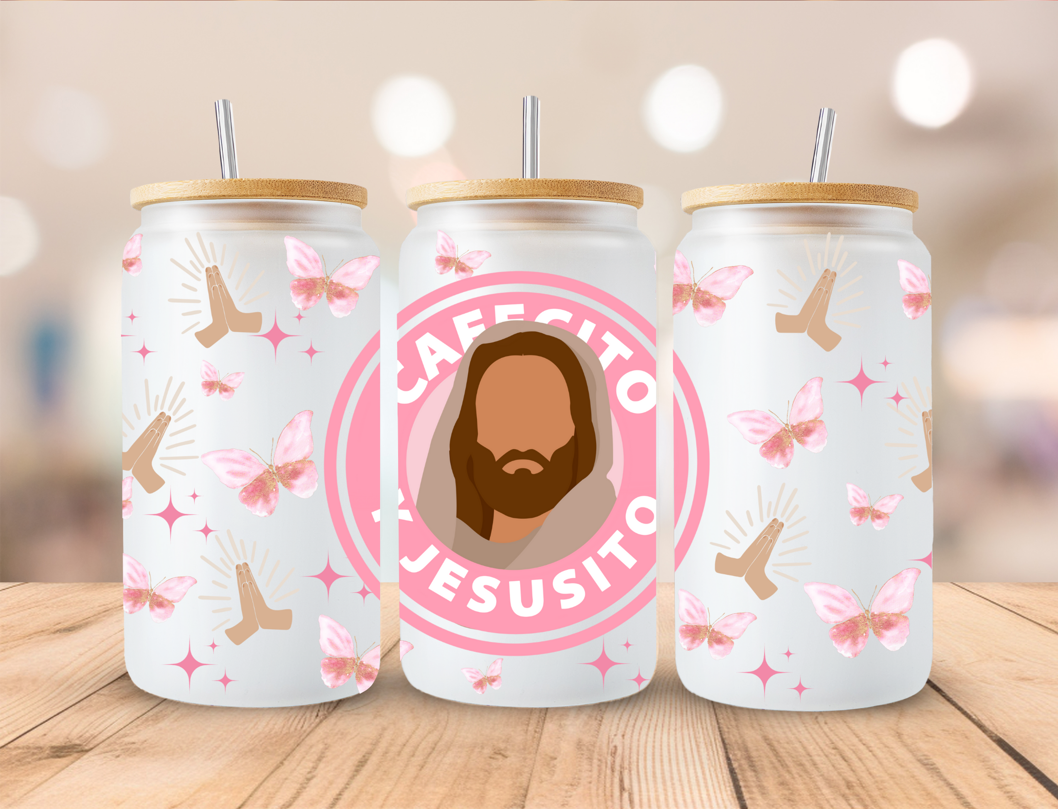 Cafecito Y Jesusito - 16 oz / 20 oz Libby UV DTF Wrap – Southern Gem ...