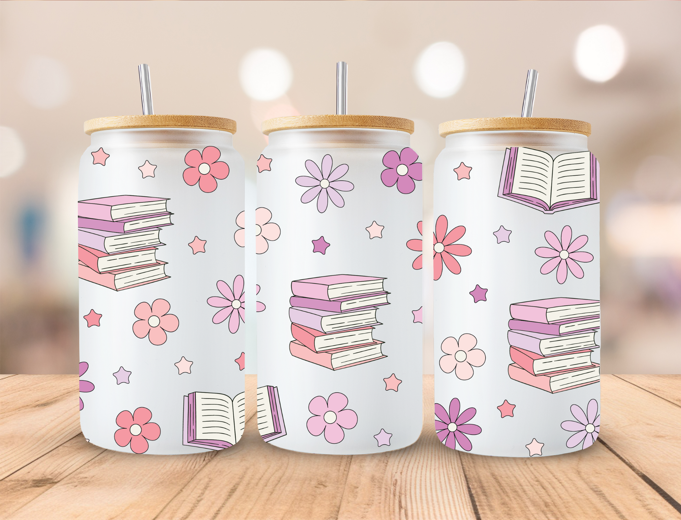Floral Book Lovers - 16 oz / 20 oz Libby UV DTF Wrap – Southern Gem ...