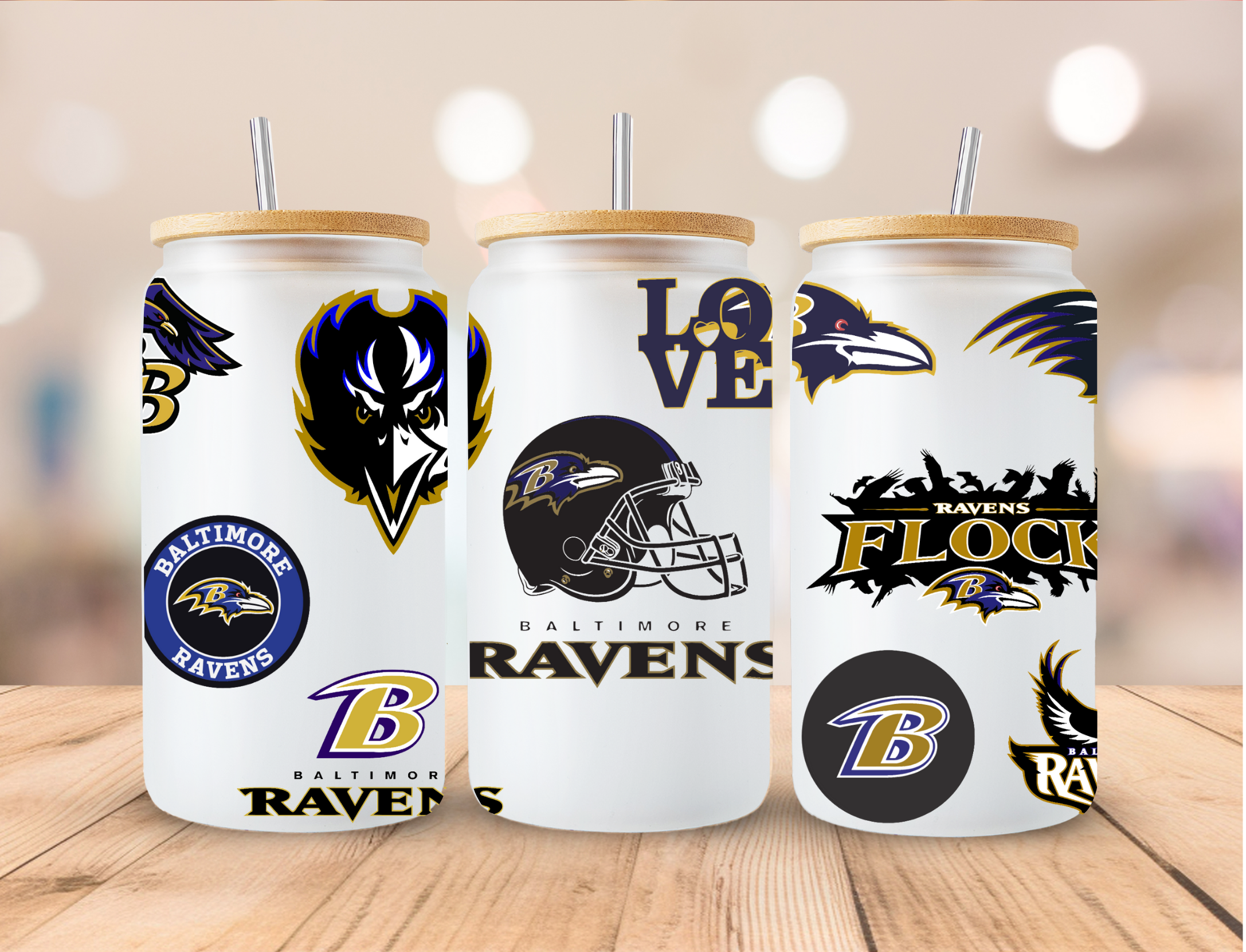 Football Ravens - 16 oz / 20 oz Libby UV DTF Wrap – Southern Gem Creations