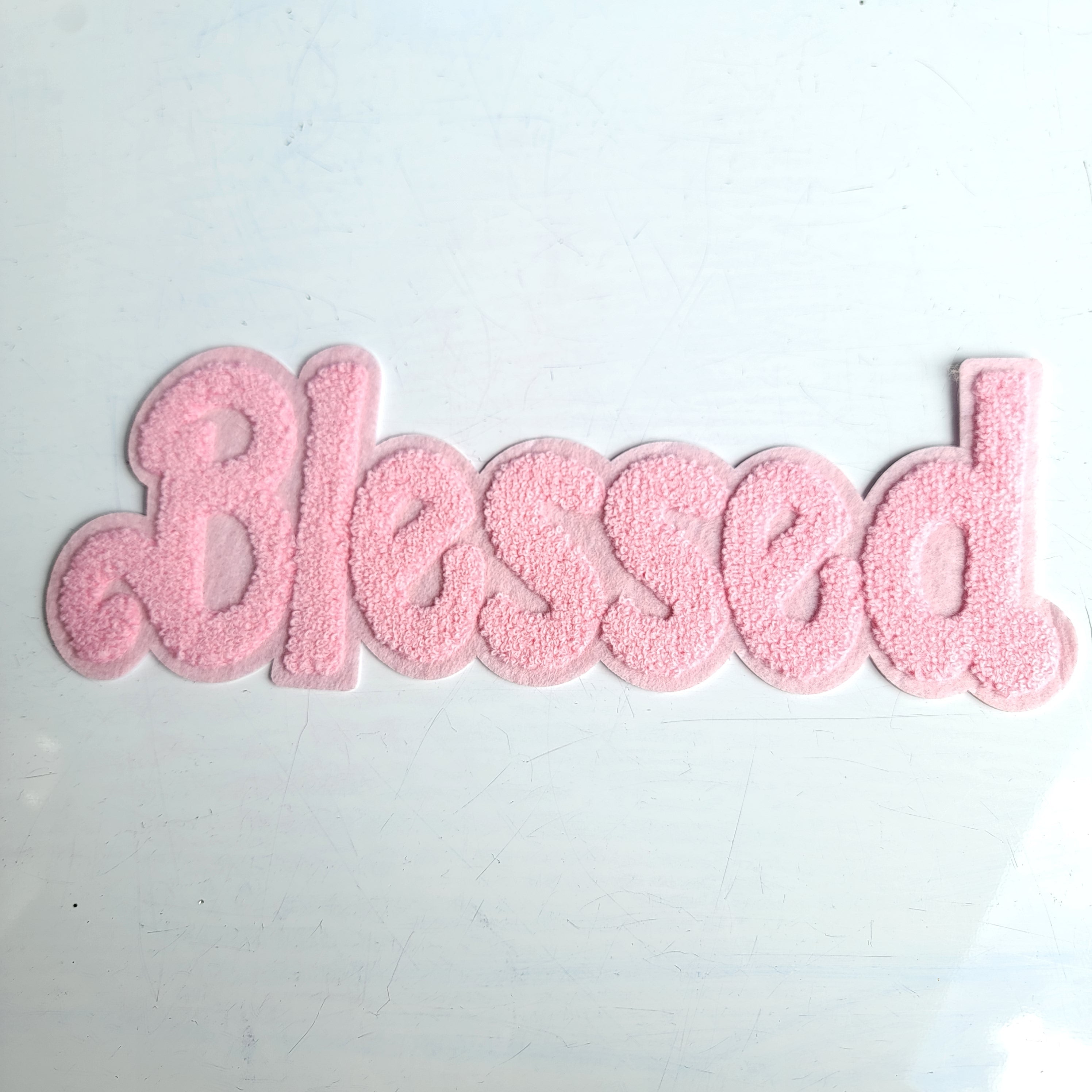 Pink BLESSED Chenile Patch – Southern Gem Creations
